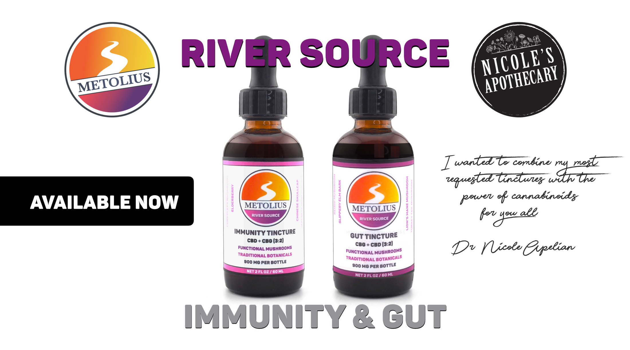 River Source Gut And River Source Immunity Tinctures By Dr. Nicole Ape ...